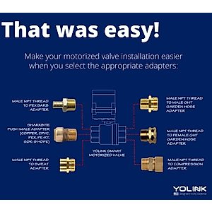 YoLink Wireless Smart Valve Control Kit, 1" Brass Motorized Valve, Wireless Valve Controller, Battery Powered Valve