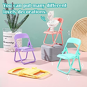 8 Pieces Mini Chair Shape Cell Phone Stand Foldable Universal Candy Color Mobile Phone Holder Multi Angle Cradle for Desk Tablet Phone Multi Functions Convenient Phone Stand
