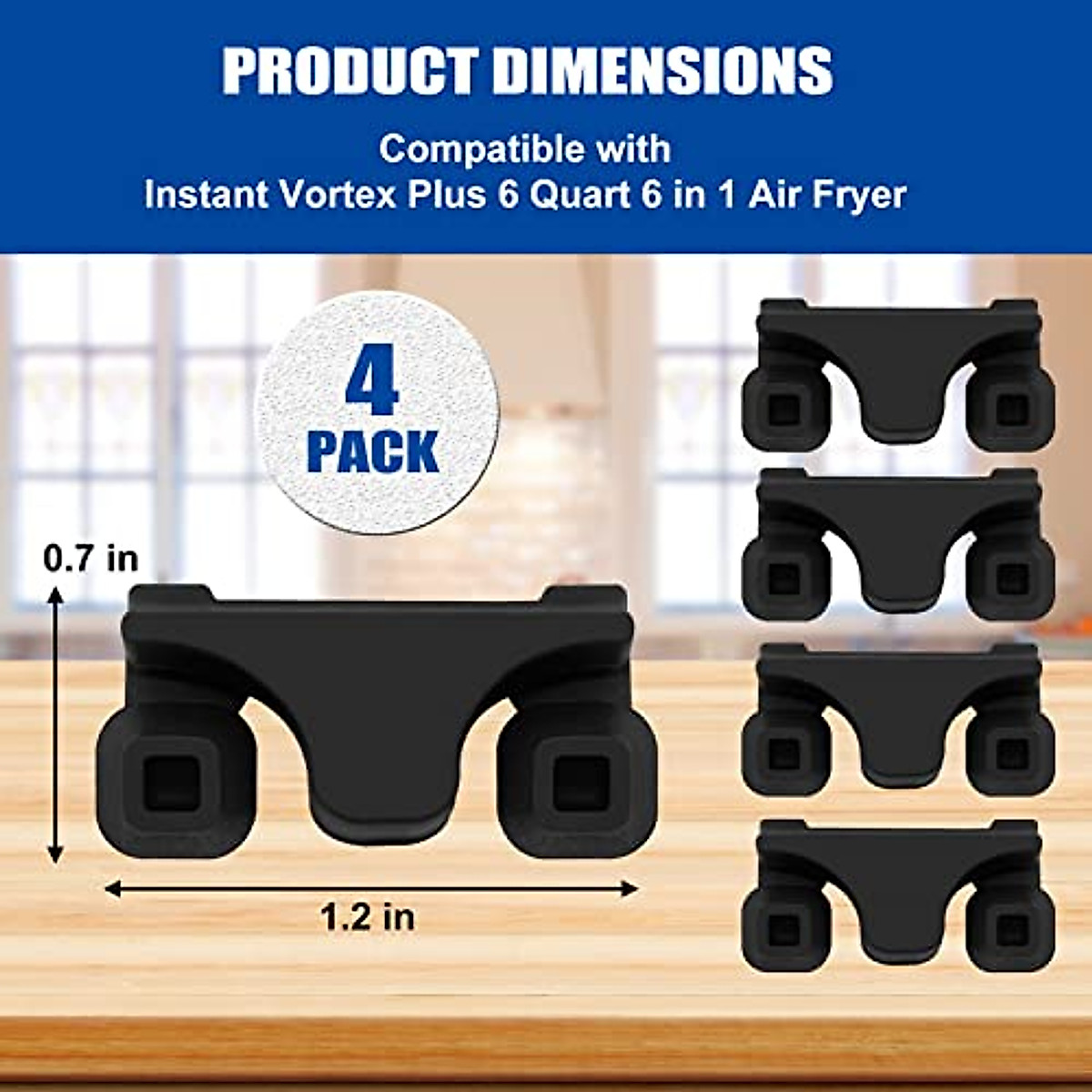 Air Fryer Rubber Bumpers, 4 Packs Air Fryer Replacement Parts for Instant Pot Gourmia Cosori and other Air Fryers, Air Fryer Accessories Silicone Protective Feet Tips Tabs to Prevent Basket Damage