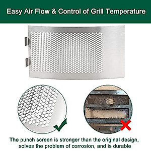 Quantfire Mesh Screen Draft Door for XLarge&2XLarge Big Green Egg Bottom Vent Accessories, Stainless Punched Mesh Panel