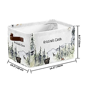 Joyestore Woodland Bear Fox Personalized Storage Bins Baskets Cubes Organizer with Handle for Shelves Closet Nursery Toy 1 Pack