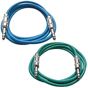 Seismic Audio Speakers ¼” TRS to ¼” TRS Patch Cables, Male to Male, 3 Foot Cable, Orange and Orange