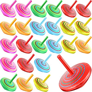 36 Pcs Wooden Gyroscope Colorful Handmade Painted Wood Tops Top Assorted Wooden Top Toy for Educational Toys Family Games Party Favors Gifts