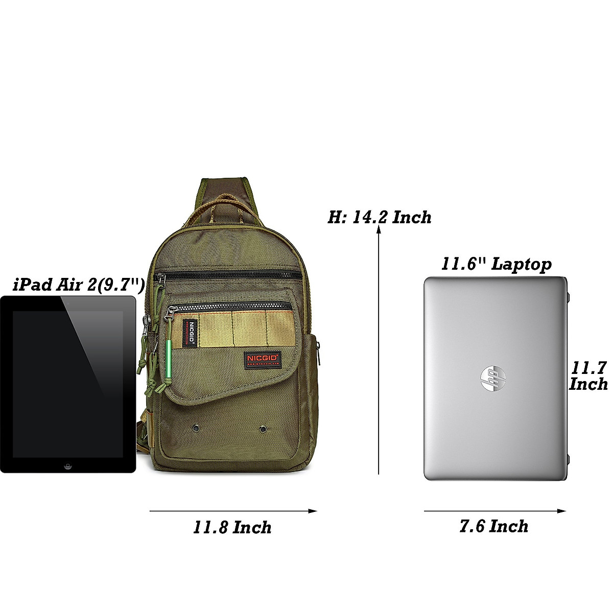 Sling Bags, Chest Shoulder Backpacks Crossbody Purse Outdoor Chest Bag Travel Backpack for Men Women Hiking Camping Cycling (Black 9.7'')