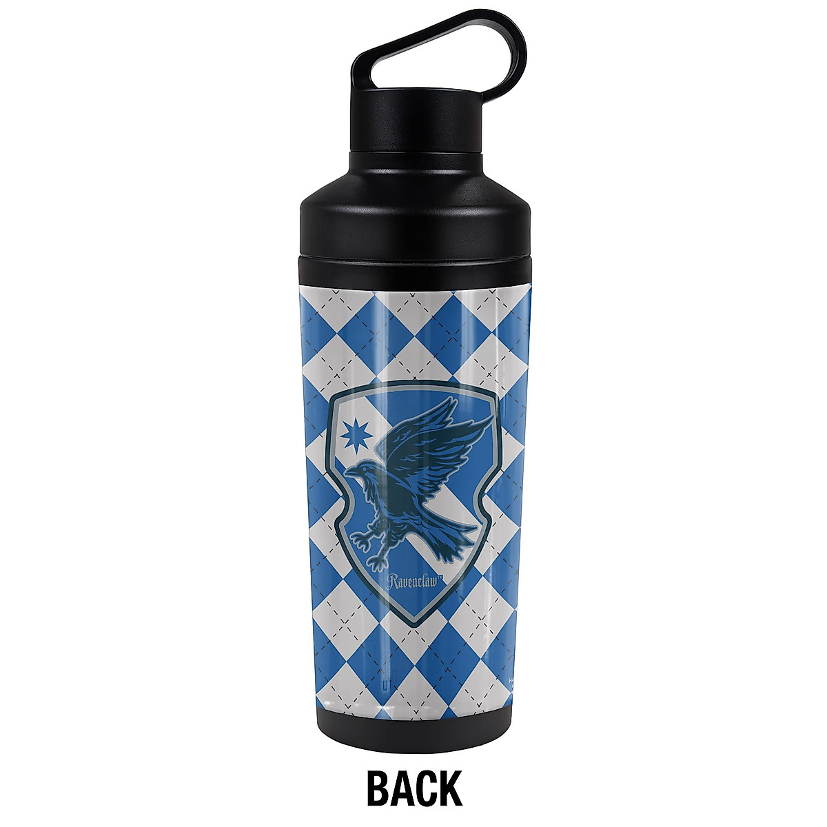 Harry Potter OFFICIAL Ravenclaw Plaid Sigil 18 oz Insulated Water Bottle, Leak Resistant, Vacuum Insulated Stainless Steel with 2-in-1 Loop Cap