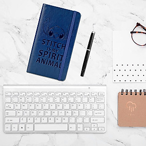 JOHSBYD Stitch Gifts Leather Notebook Lilo & Stitch Journal Notebook for Stitch Lover Gifts Stitch is My Spirit Animal Leather Notebook for Son Daughter (A6 Blue)