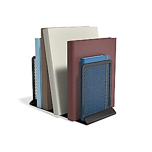 1InTheOffice Bookends for Shelves, Metal Mesh Bookends Heavy Duty, 5.71" Wire Mesh Book Ends, Matte Black, Each, 2 Pairs