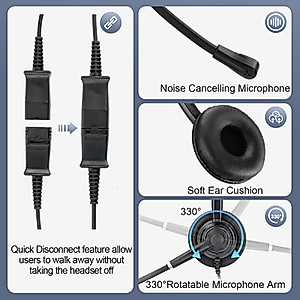 Phone Headset with RJ9 Jack for Office Phones Dual Ear Call Center Telephone Headset with Microphone Noise Canceling Working from Home Headset for Avaya 1408 Aastra 6753i Fanvil Polycom Gigaset 3Com