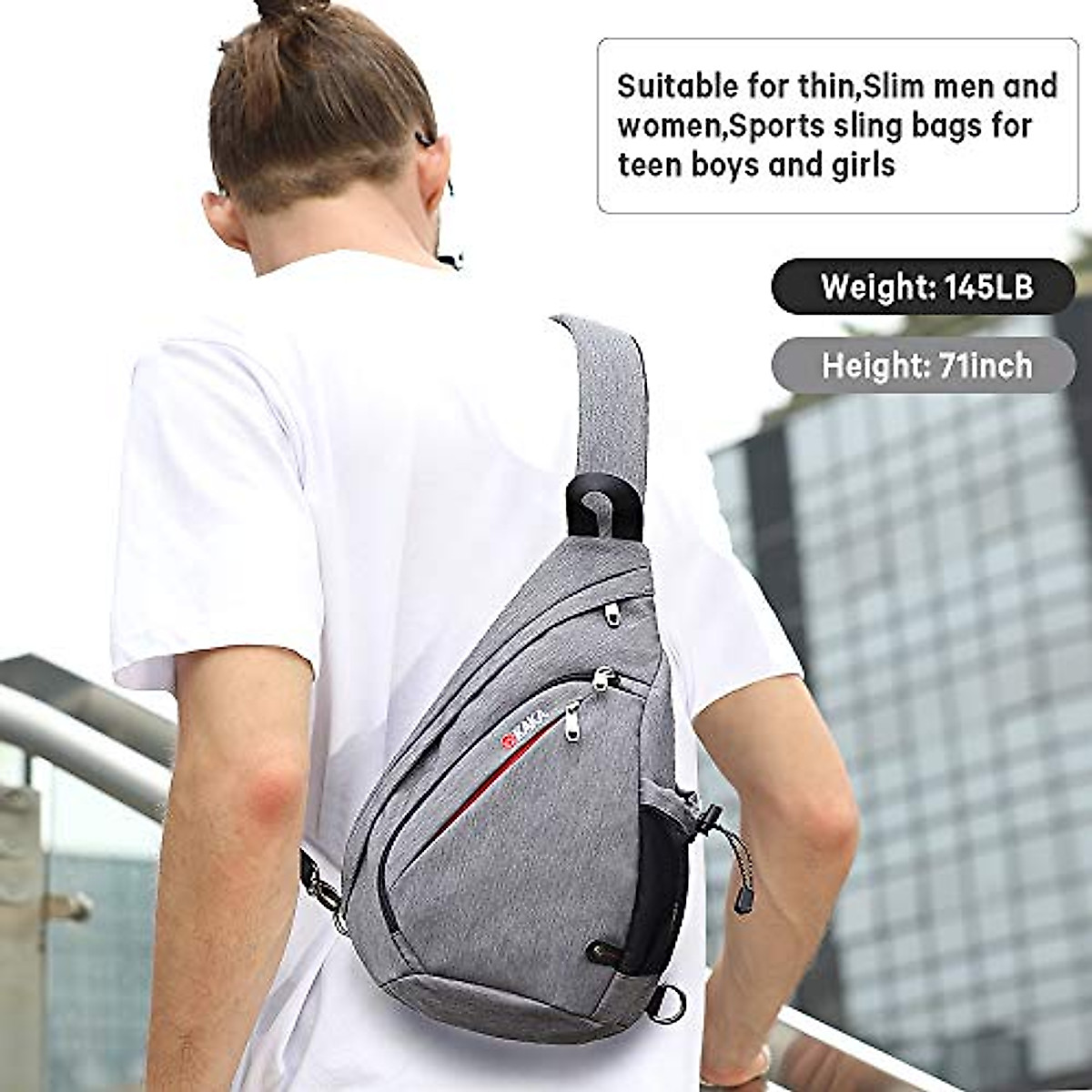 KAKA Sling Bag, Crossbody Backpack Canvas Waterproof Daypack Casual Shoulder Bag(Small One Grey)…