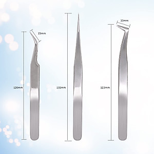 Eyelash Extension Tweezers for Volume Lashes,Isolation,Classic Tweezers Professional Stainless Steel Precision Tweezers Set 3 PCS KIT