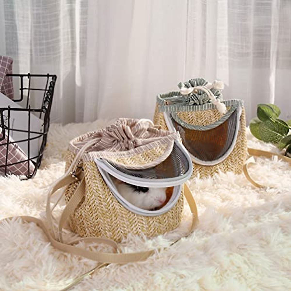 Balacoo Hamster Carrier Bag Small Animal Portable Outgoing Bag Pouch for Sugar Glider Hamster Squirrel Small Animals,Light Coffee,S1151HQ159N1UTG1,14X14CM