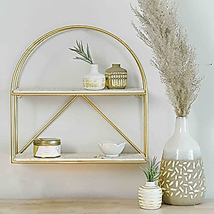 Main + Mesa Wood and Gold Crescent Wall Shelf