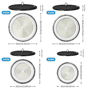 Sararoom 10Packs UFO LED High Bay Light, 200W 20000LM Workshop Lighting, 6500K Daylight White Industrial Lamp High Bay Light, IP66 Waterproof Commercial Bay Lighting for Factories,Garage,Warehouse