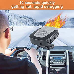 12V 150W Portable Car Heater with 360-Degree Automotive Windscreen Fan, Fast Heating Defrost Defogger, and Auto Ceramic Heater Fan with Plug in Cigarette Lighter
