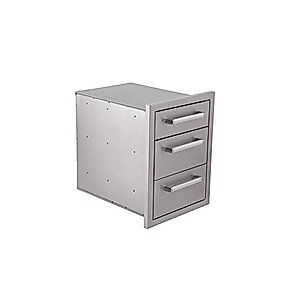 Bonfire Outdoor Kitchen Drawers Stainless Steel Built-in Triple Drawers L16.5 x W21.9 x H22 Inches Triple Layer BBQ Drawers for Outdoor Kitchen BBQ Island, 304 Stainless Steel Drawers, CBATD