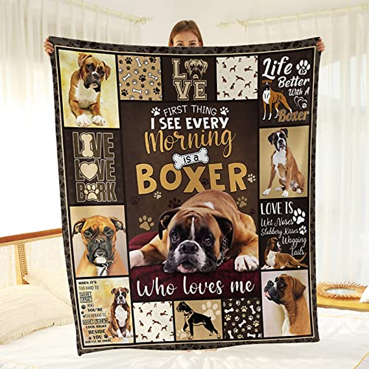 Tupmnbry Boxer Dog Blanket Cute Puppy Throw Blanket Super Soft Flannel Throw Blanket Lightweight Fluffy Plush Fuzzy Bed Blanket for Cute Pet 50"X60"