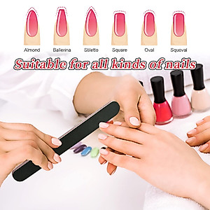 Sularpek Nail File, 12 PCS Emery Board, 100/180 Grit Double Sides Fingernail Files, Professional Emery Boards for Natural, Gel & Acrylic Nails（Black）