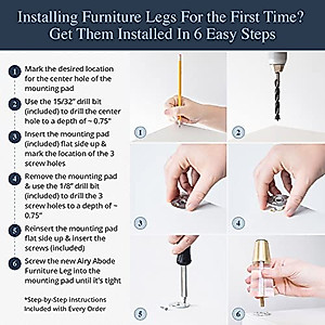 Acrylic Furniture Legs With Gold Caps - Mid Century Legs For Couch, Sofa, Chair, Table, Dresser, Bed, Cabinet - Furniture Feet Are Easy To Install & Include Installation Hardware - Set of 4, 8 Inches