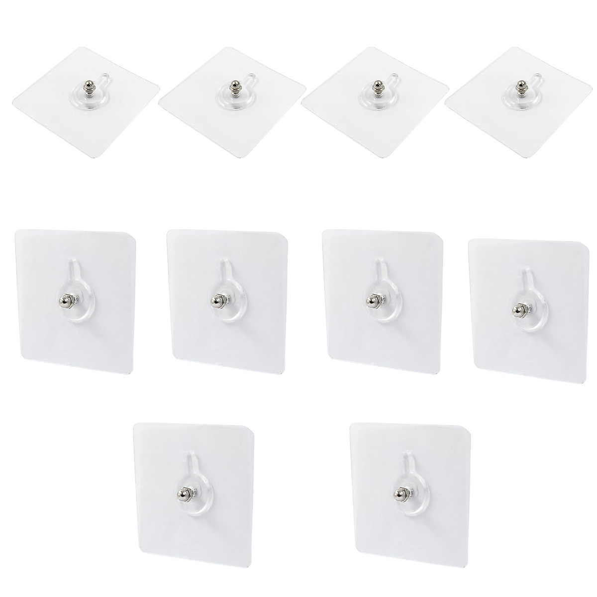 Hitefu 10pcs Self-Adhesive Hooks Without Nails, Heavy Duty Wall Hooks for Hanging, Screw Free Sticker for Wall Mount, Waterproof Picture Hanging Hooks for Kitchen, Bathroom, Home, Office (8mm)