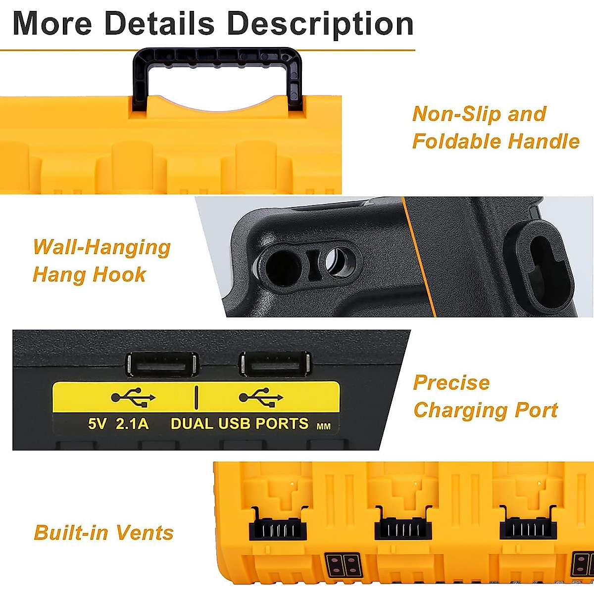Replacement for 12v 20v Max Battery Charger Station DCB104, Compatible with DCB124 DCB126 DCB200 DCB203 DCB204 DCB206 DCB230