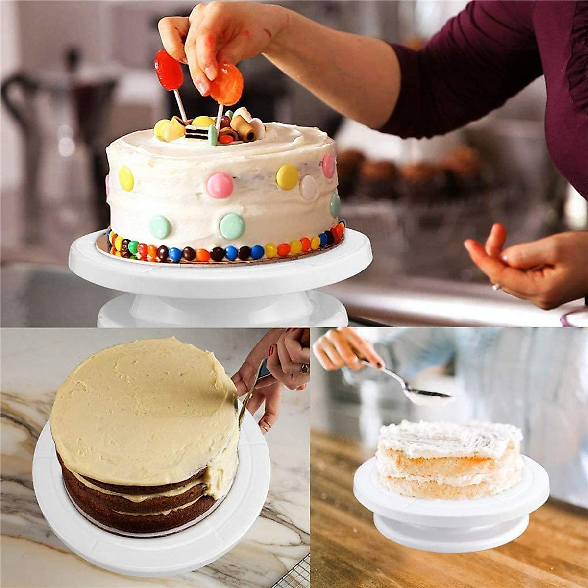 6 Pcs Cake Stand Set, Cake Decorating Supplies, 11 Inch Rotating Cake Turntable for Decorating, Cake Spinner, Cake Decorating Tools, Cake Decorating Kit, Gift Set Baking Supplies
