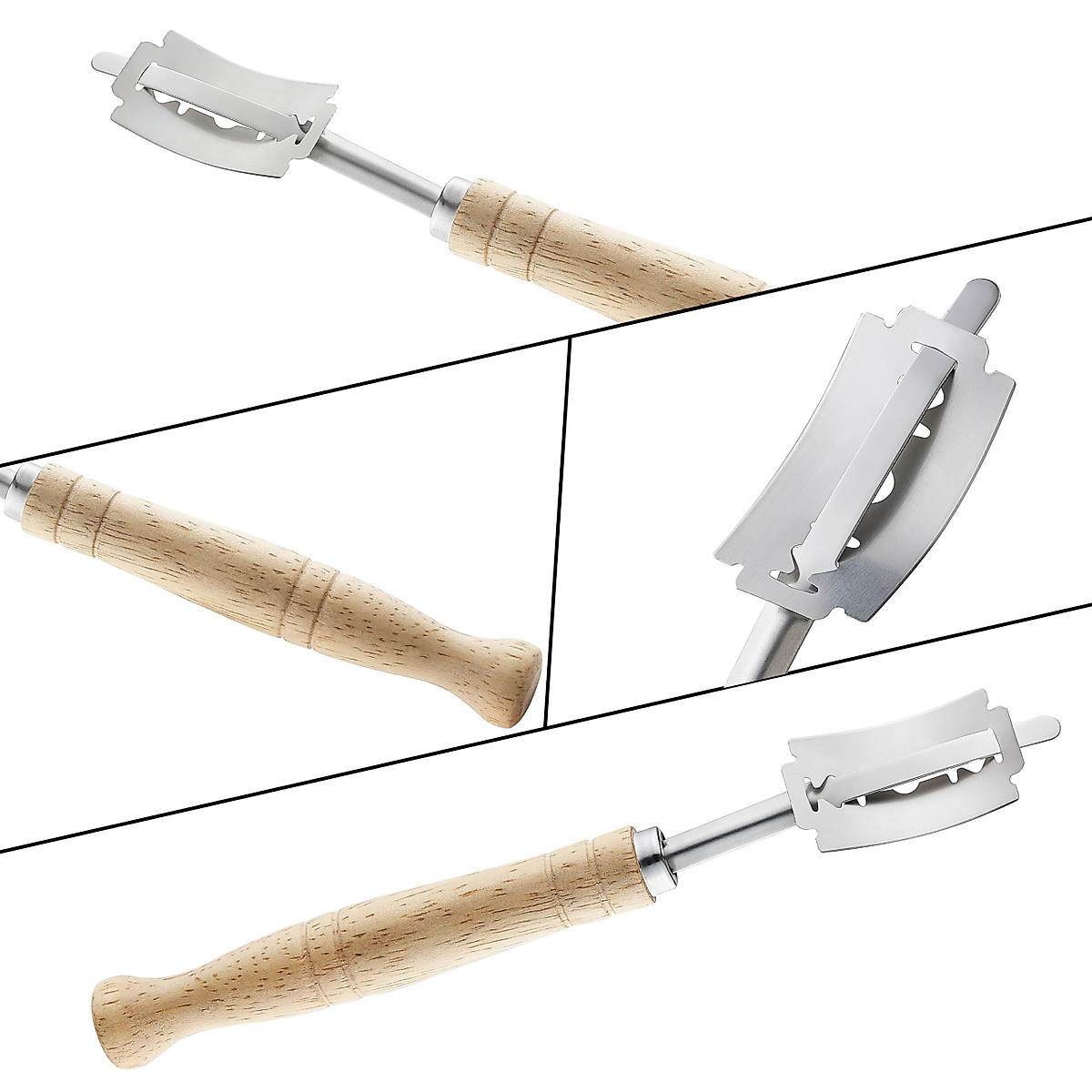 JJOO Bread Scoring Tool, Stainless Steel Bread Lame, Hand Crafred Bread Lame Dough Sourdough Scoring Tool, Bread Scorer with 15 Blades and Leather Cover