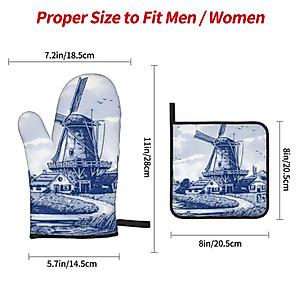 4pcs Oven Mitts and Pot Holders Set,Heat Resistant Oven Glove,Heat Resistant Pot Holders ,for Cooking Baking BBQ Kitchen Sets (Style 1)