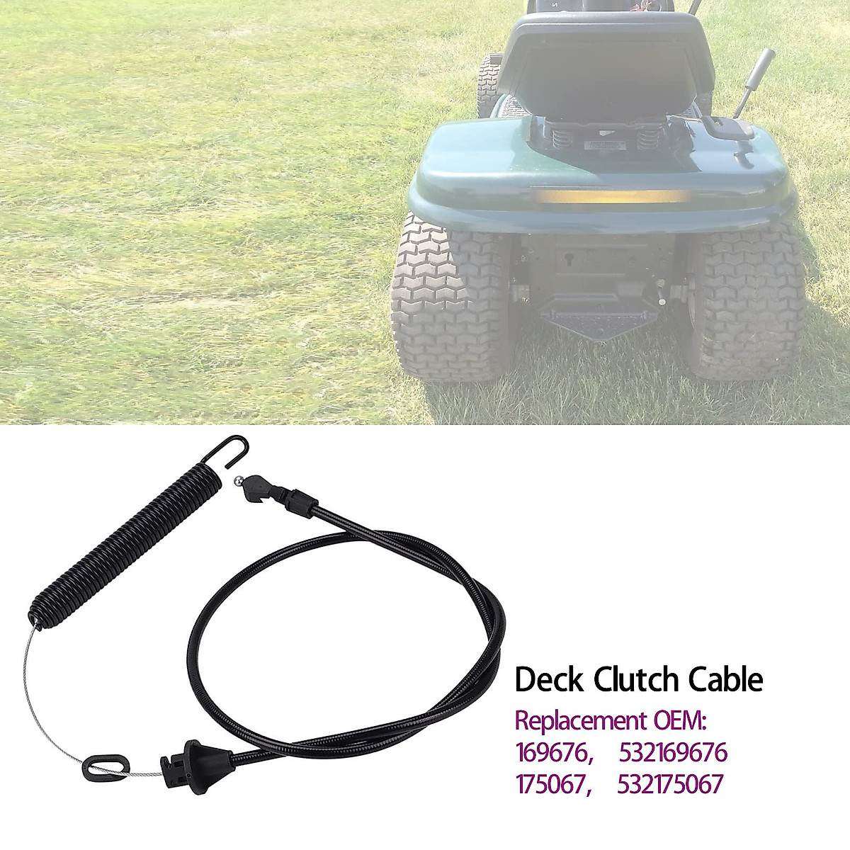 Rinlius 169676 175067 Deck Clutch Cable fits Craftsman LT1000 LT2000 DLT 3000 42 inch Deck Riding Mower for Poulan Husqvarna AYP Ryobi Lawn Mowers Replaces 532169676 532175067