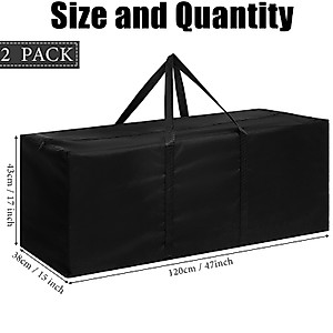 2 Pcs Large Sports Duffel Bag for Travel Camping Sports Equipment Storage Waterproof Foldable Long Luggage Storage Bag for Camping, Tent, Tripod, Gym, Fishing, Black(47 Inch)