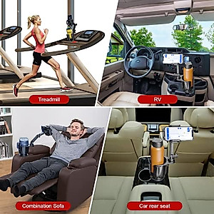 Cup Holder Expander for Car with Phone Mount,THIS HILL 2 in 1 Car Cup Holder Expander Adjustable Base, 360°Rotation, Cup Holder Cell Phone Holder for Car Compatible with iPhone All Smartphones