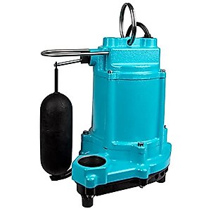 Little Giant 6EC-CIA-SFS 1/3 HP, 115-Volt, 3180 GPH Automatic Cast Iron Submersible Sump/Effluent Pump with Polypropylene Base, Integral Snap-Action Float Switch and 10-Ft. Cord, Blue, 506807