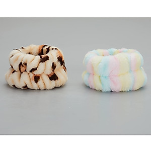 Doromy 6Pcs Headband Wrist Washband Scrunchies Cuffs Reusable Spa Headband Wrist Washband Face Wash Set Towel Facial Makeup Headband High Elastic Hair Band Wristband For Women Girls