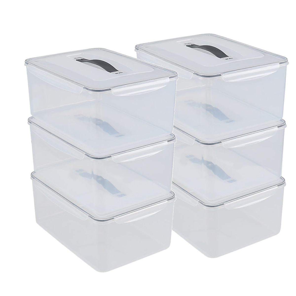 Sadstory 16 Quart Airtight Plastic Gasket Boxes with Handles, Food Storage Bin with Sealing Lid for Bread, 6 Packs