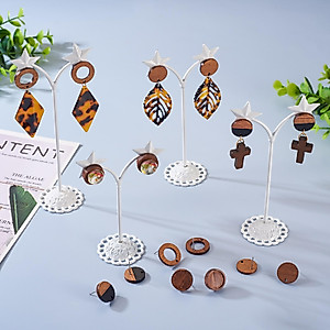 FASHEWELRY 32Pcs Wooden Earring Posts Wooden Earring Stud 15mm Flat Round Wooden Earring Blanks Earring Pin Studs Earring Findings for Jewelry Making