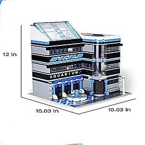 General Jim's Ocean Aquarium Museum Modern Three Level Glass Front Street View City Modular Building Blocks Set Aquarium Bricks Toy Building Set with Accessories for Teens and Adults