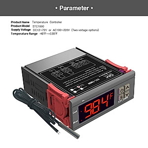 diymore All-Purpose Digital Temperature Controller Thermostat Fahrenheit Thermostat with Sensor (110-220V) ITC-1000F for Refrigerator Fermenter, Heate Blanket Temperature Controller