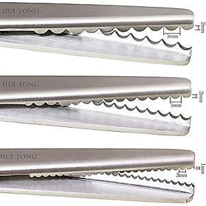 Hui Tong Strong & Sharpe Pinking Shears,Pinking Shears Scissors for Fabric, Serrated and Scalloped Scissors Fabric,3mm,5mm,7mm (Scalloped 7mm)