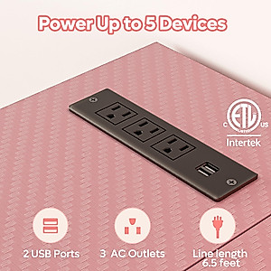 Bestier L Shaped Gaming Desk with Power Outlets,58 LED Small Corner Desk with Reversible Storage Shelves,Pink Computer Desk with Headset Hooks Desk for Living Room and Dormitory