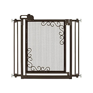 Richell - One-Touch Metal Mesh Pet Gate (94941) Antique Bronze Pet Gate, Medium