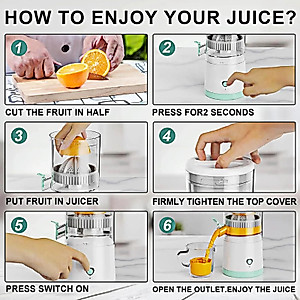Electric Citrus Juicer, Citrus Juicer with USB Cable, Easy to Clean Portable Juicer for Fresh Orange Juice, Squeeze Orange, Lemon, Kiwi and Grapefruit Juice