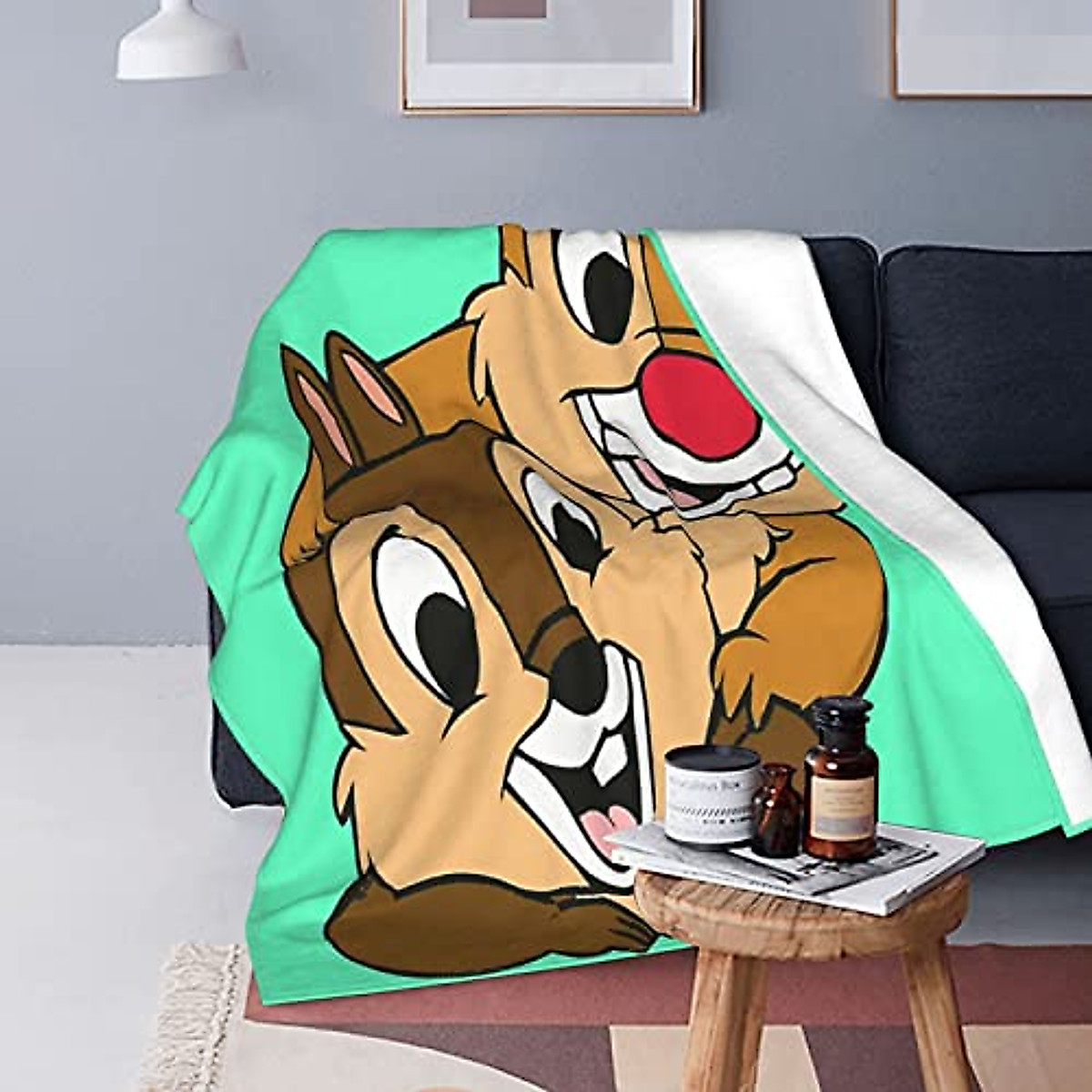 ERTER Boutique Throw Blanket -Chip N Dale Super Soft Fleece Throw Blankets,Fuzzy Plush Blanket Oversized,Thin Lightweight Blanket for All Season 8060 inch, Adult Black,80x60 Adult