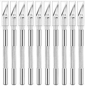 Jetmore 10 Pack Exacto Knife, Stainless Steel Exacto Knife Set, Sharp Precision Hobby Knife Craft Knife Kit for Pumpkin Carving, DIY, Art, Cutting, Stencil