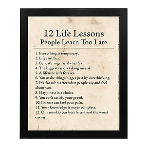 12 Life Lessons - Inspirational Wall Art Print, Elegant Motivational Wall Decor Is An Ideal Inspirational Wall Print For Living Room, Home Decor, Office Decor, Or Room Decor, Unframed - 8x10