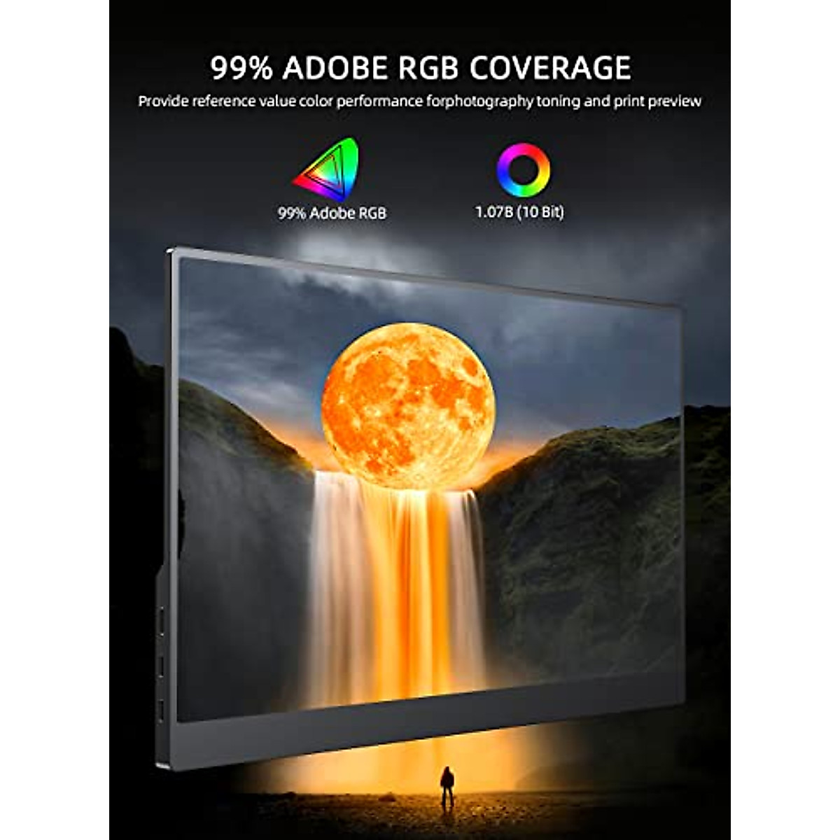 UPERFECT Portable Monitor 15.6 inch QLED Q1 1080P USB C Second Monitor Mini HDMI Travel Monitor 100% DCI-P3 10 Bit 500 Nits w/Smart Cover & Speakers, External Monitor for Laptop PC Phone PS4