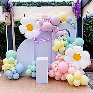 139 Pack Daisy Balloon Garland Arch Kit, DIY Groovy Daisy Flower Pastel Balloons Garland for Baby Shower Wedding Birthday Party Decorations Backdrop Photography Props