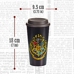 Paladone Hogwarts Crest Plastic Travel Mug - Officially Licensed Harry Potter Merchandise