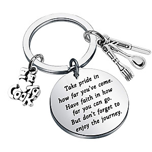 Chef Keychain Gifts Culinary School Gifts Chef Charm Cooking Jewelry Cooking Lover Gift Take Pride in How Far You Have Come (silver)