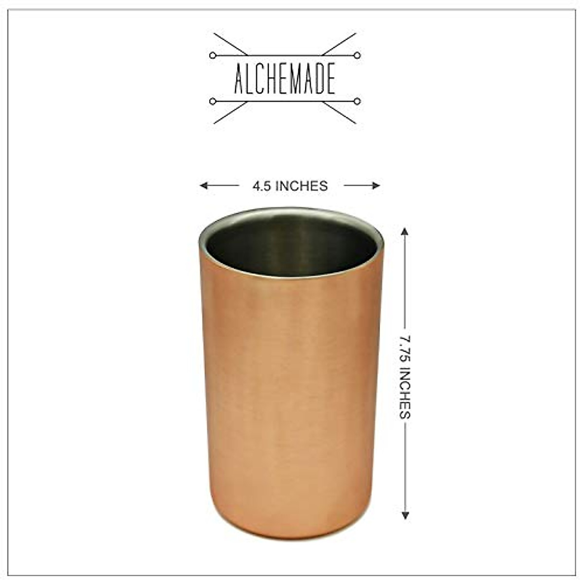 Alchemade Stainless Steel Copper Champagne Wine Bottle Chiller - Wine Cooler Bucket Sleeve, Single Bottle Wine Chiller For Your Home, Bar, Restaurant, Wedding, Party Or Event