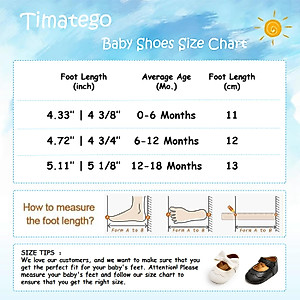 Timatego Baby Girl Mary Jane Flats Shoes Non Slip Soft Sole Infant Toddler First Walker Wedding Princess Dress Crib Shoes, 6-12 Months Infant, 10 White