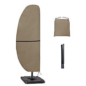 Easy-Going Patio Umbrella Cover Outdoor Offset Umbrella Cover Waterproof Cantilever Parasol Cover for 7.5ft to 11.5ft Banana Frame Umbrella, Camel